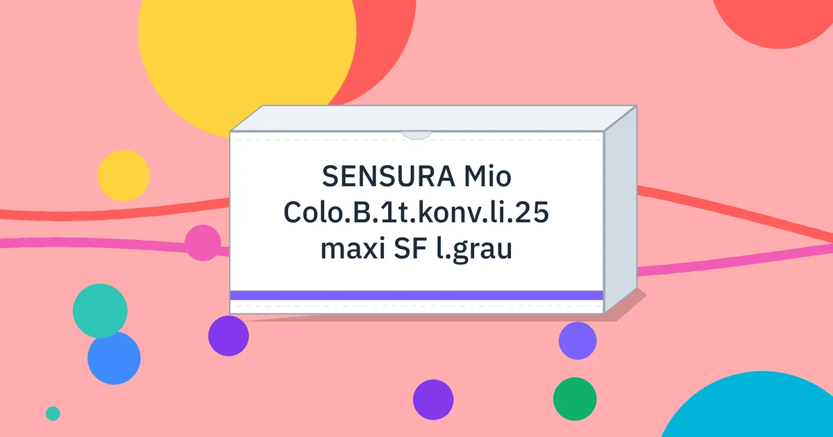Symbolbild: Packung mit der Aufschrift SENSURA Mio Colo.B.1t.konv.li.25 maxi SF l.grau (PZN 11098918) – Verfügbarkeit und Bezug in Apotheken in Frankfurt am Main