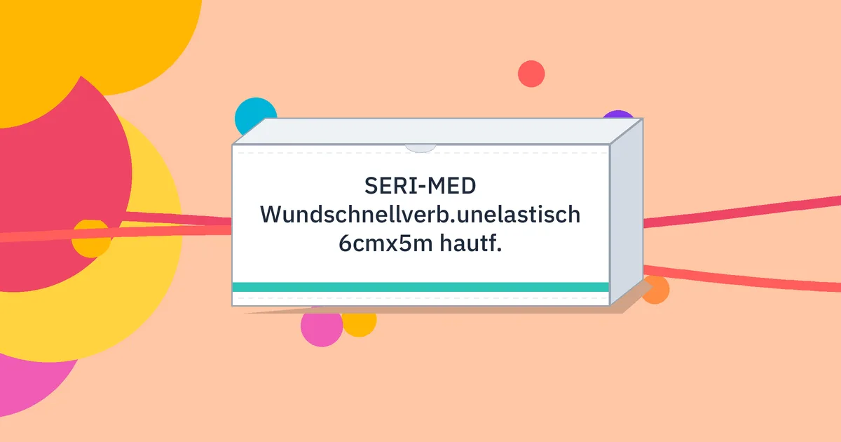 Symbolbild: Packung mit der Aufschrift SERI-MED Wundschnellverb.unelastisch 6cmx5m hautf. (PZN 19837025) – Verfügbarkeit und Bezug in Apotheken in Frankfurt am Main
