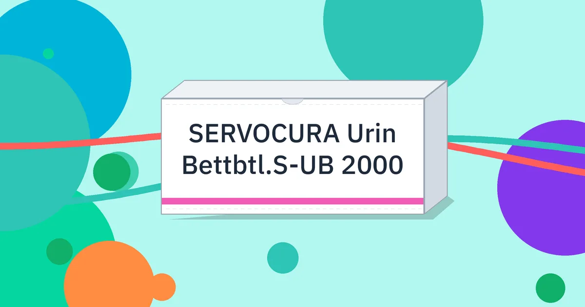 Symbolbild: Packung mit der Aufschrift SERVOCURA Urin Bettbtl.S-UB 2000 (PZN 05491623) – Verfügbarkeit und Bezug in Apotheken in Frankfurt am Main