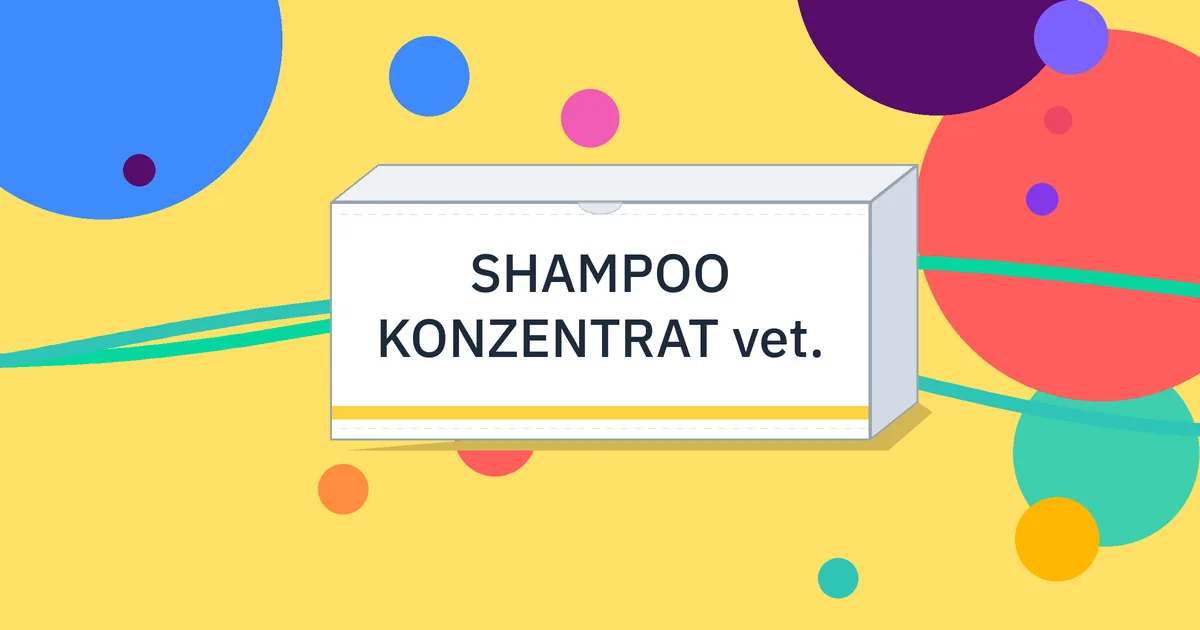Symbolbild: Packung mit der Aufschrift SHAMPOO KONZENTRAT vet. (PZN 02506933) – Verfügbarkeit und Bezug in Apotheken in Frankfurt am Main