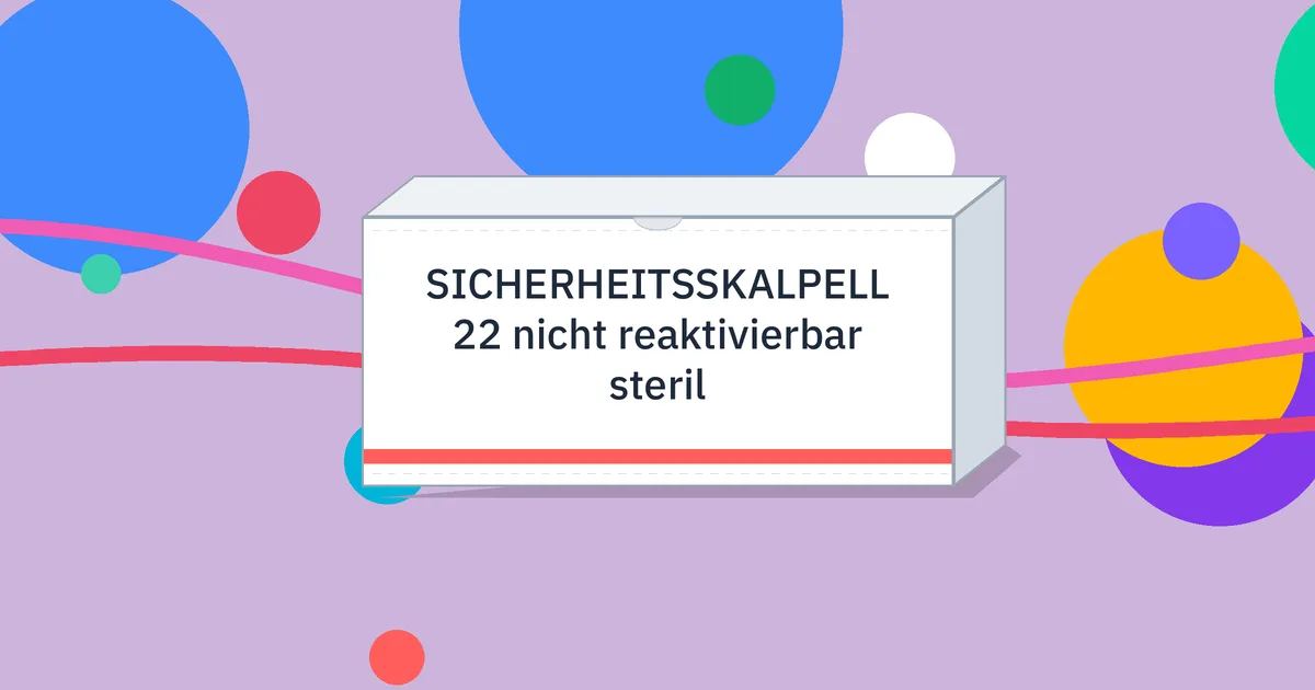 Symbolbild: Packung mit der Aufschrift SICHERHEITSSKALPELL 22 nicht reaktivierbar steril (PZN 00968776) – Verfügbarkeit und Bezug in Apotheken in Frankfurt am Main