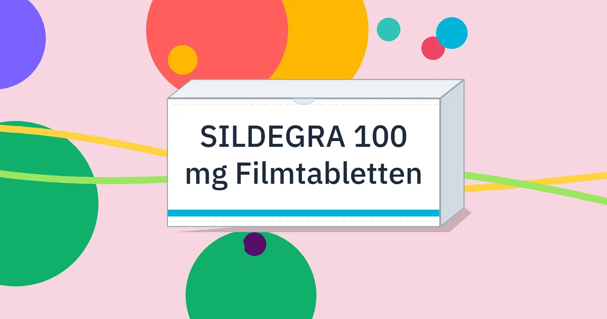 Symbolbild: Packung mit der Aufschrift SILDEGRA 100 mg Filmtabletten (PZN 07024736) – Verfügbarkeit und Bezug in Apotheken in Frankfurt am Main