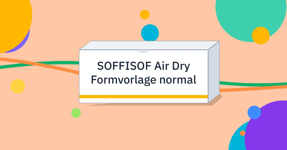 Symbolbild: Packung mit der Aufschrift SOFFISOF Air Dry Formvorlage normal (PZN 12565836) – Verfügbarkeit und Bezug in Apotheken in Frankfurt am Main