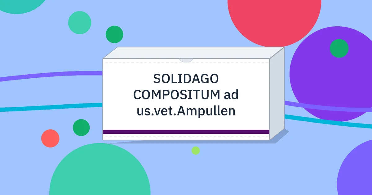 Symbolbild: Packung mit der Aufschrift SOLIDAGO COMPOSITUM ad us.vet.Ampullen (PZN 01224090) – Verfügbarkeit und Bezug in Apotheken in Frankfurt am Main
