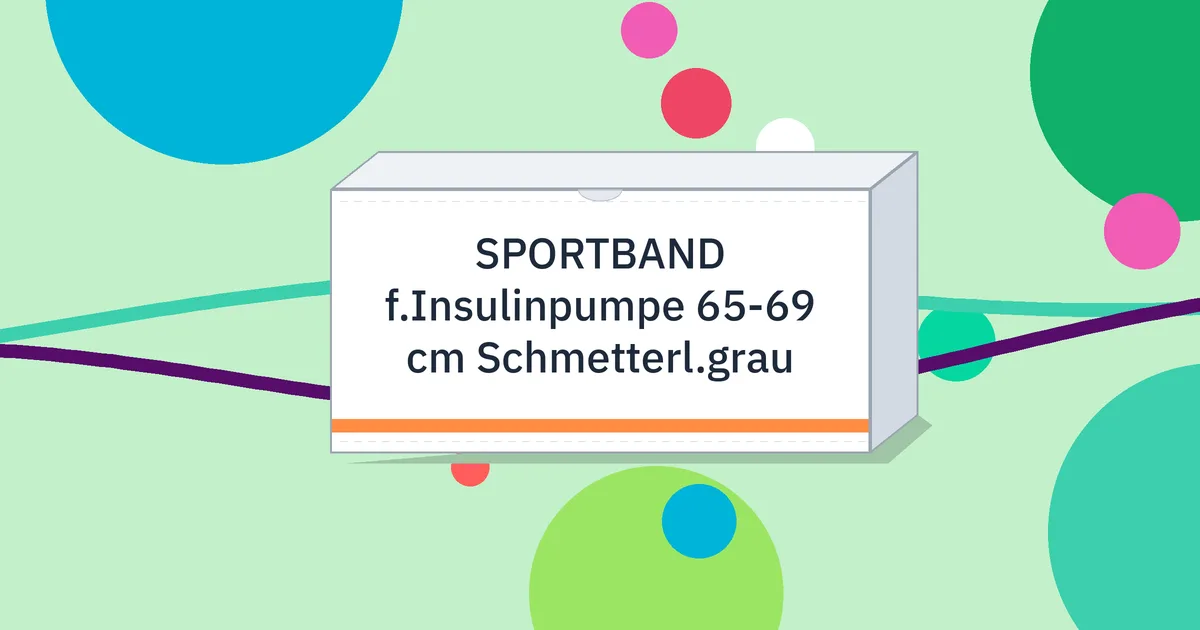 Symbolbild: Packung mit der Aufschrift SPORTBAND f.Insulinpumpe 65-69 cm Schmetterl.grau (PZN 13916344) – Verfügbarkeit und Bezug in Apotheken in Frankfurt am Main