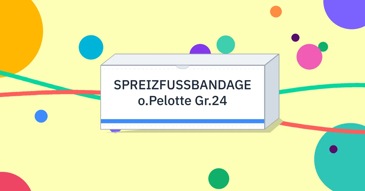 Symbolbild: Packung mit der Aufschrift SPREIZFUSSBANDAGE o.Pelotte Gr.24 (PZN 04864080) – Verfügbarkeit und Bezug in Apotheken in Frankfurt am Main