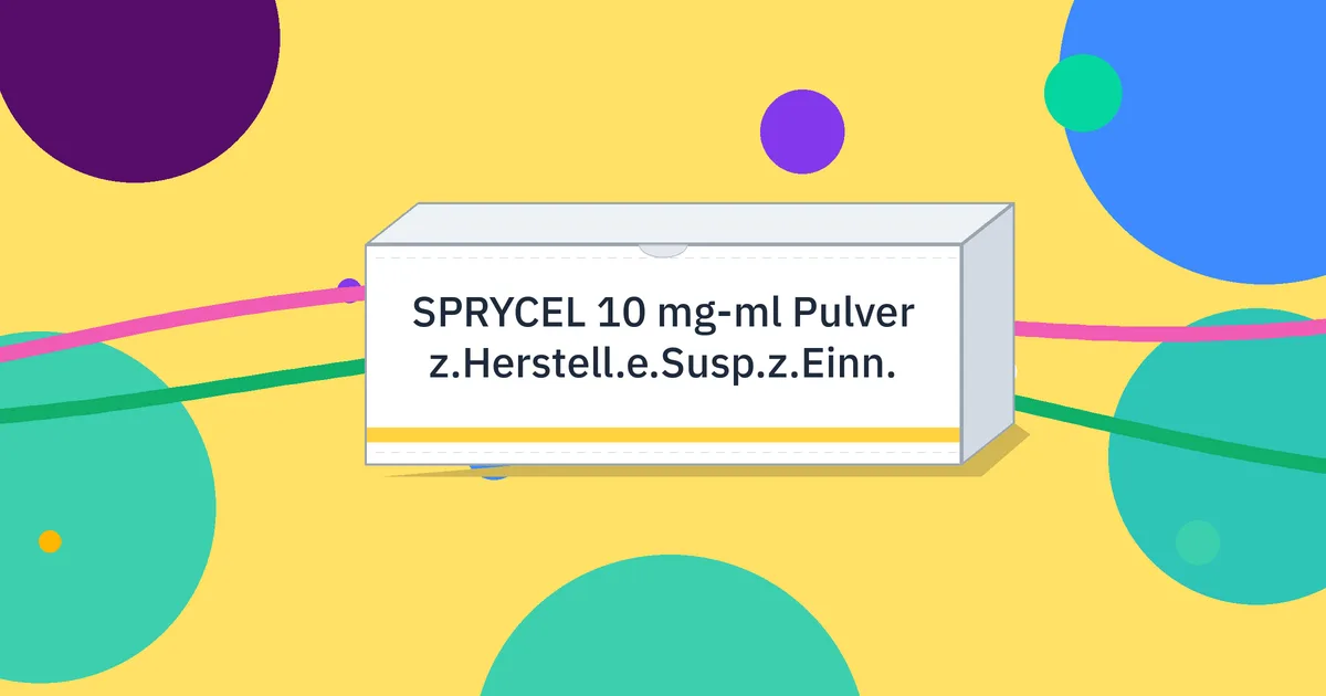 Symbolbild: Packung mit der Aufschrift SPRYCEL 10 mg-ml Pulver z.Herstell.e.Susp.z.Einn. (PZN 14249973) – Verfügbarkeit und Bezug in Apotheken in Frankfurt am Main