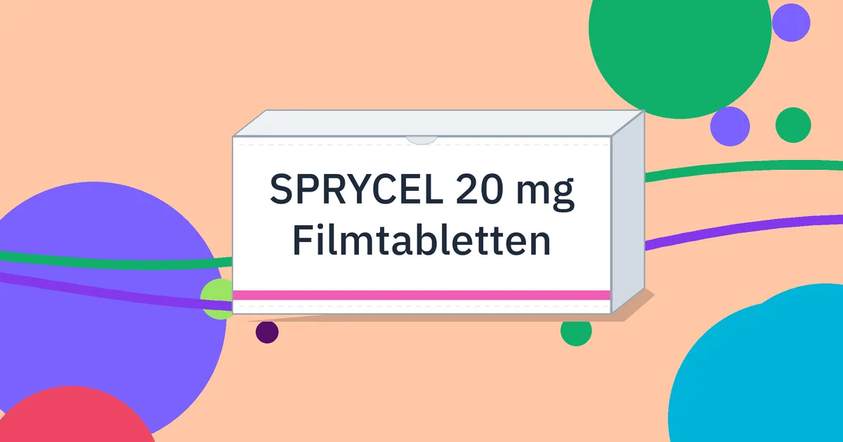 Symbolbild: Packung mit der Aufschrift SPRYCEL 20 mg Filmtabletten (PZN 00523169) – Verfügbarkeit und Bezug in Apotheken in Frankfurt am Main