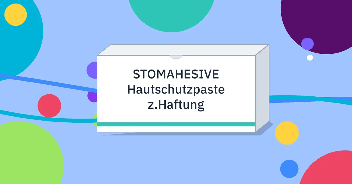 Symbolbild: Packung mit der Aufschrift STOMAHESIVE Hautschutzpaste z.Haftung (PZN 10396039) – Verfügbarkeit und Bezug in Apotheken in Frankfurt am Main
