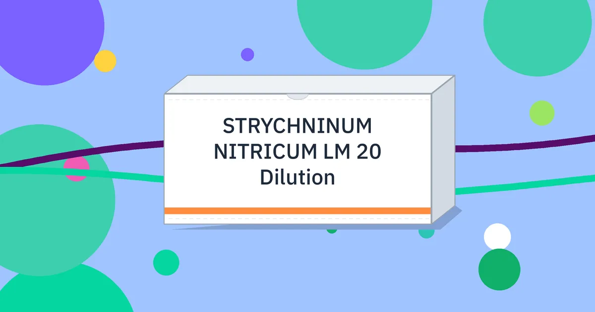 Symbolbild: Packung mit der Aufschrift STRYCHNINUM NITRICUM LM 20 Dilution (PZN 13206849) – Verfügbarkeit und Bezug in Apotheken in Frankfurt am Main