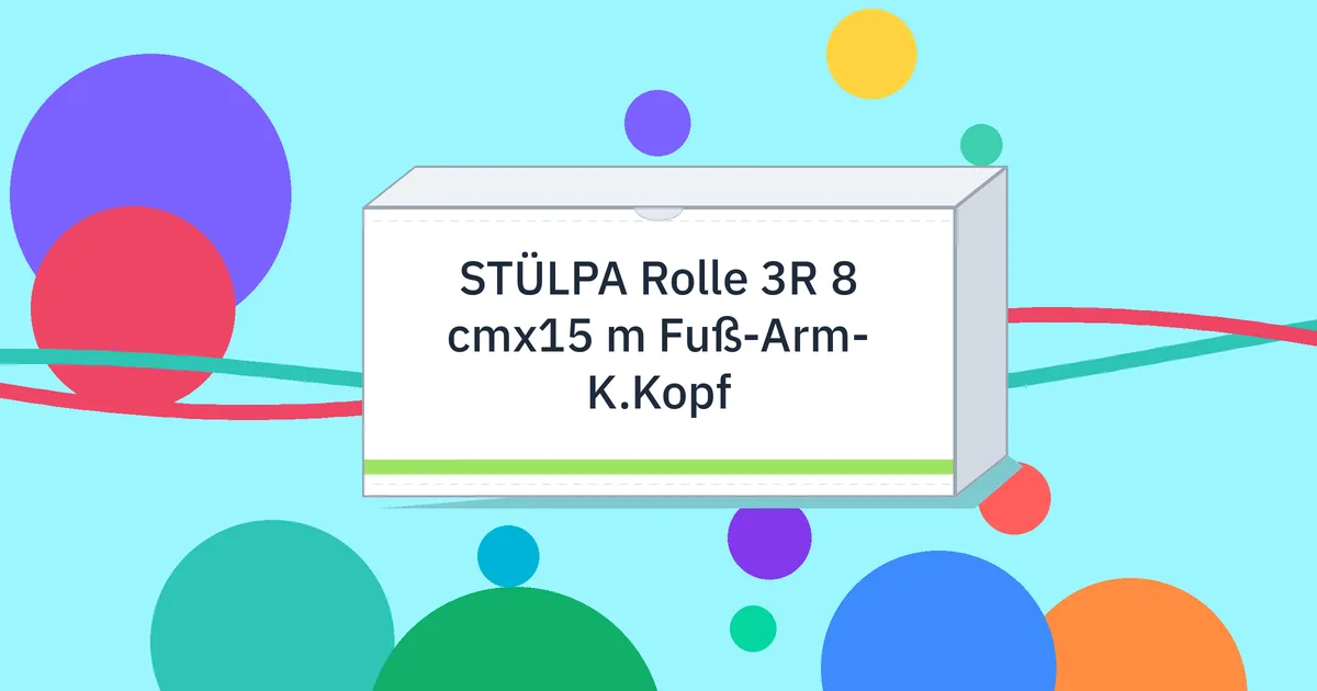 Symbolbild: Packung mit der Aufschrift STÜLPA Rolle 3R 8 cmx15 m Fuß-Arm-K.Kopf (PZN 19961937) – Verfügbarkeit und Bezug in Apotheken in Frankfurt am Main