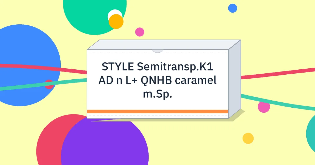 Symbolbild: Packung mit der Aufschrift STYLE Semitransp.K1 AD n L+ QNHB caramel m.Sp. (PZN 18870405) – Verfügbarkeit und Bezug in Apotheken in Frankfurt am Main