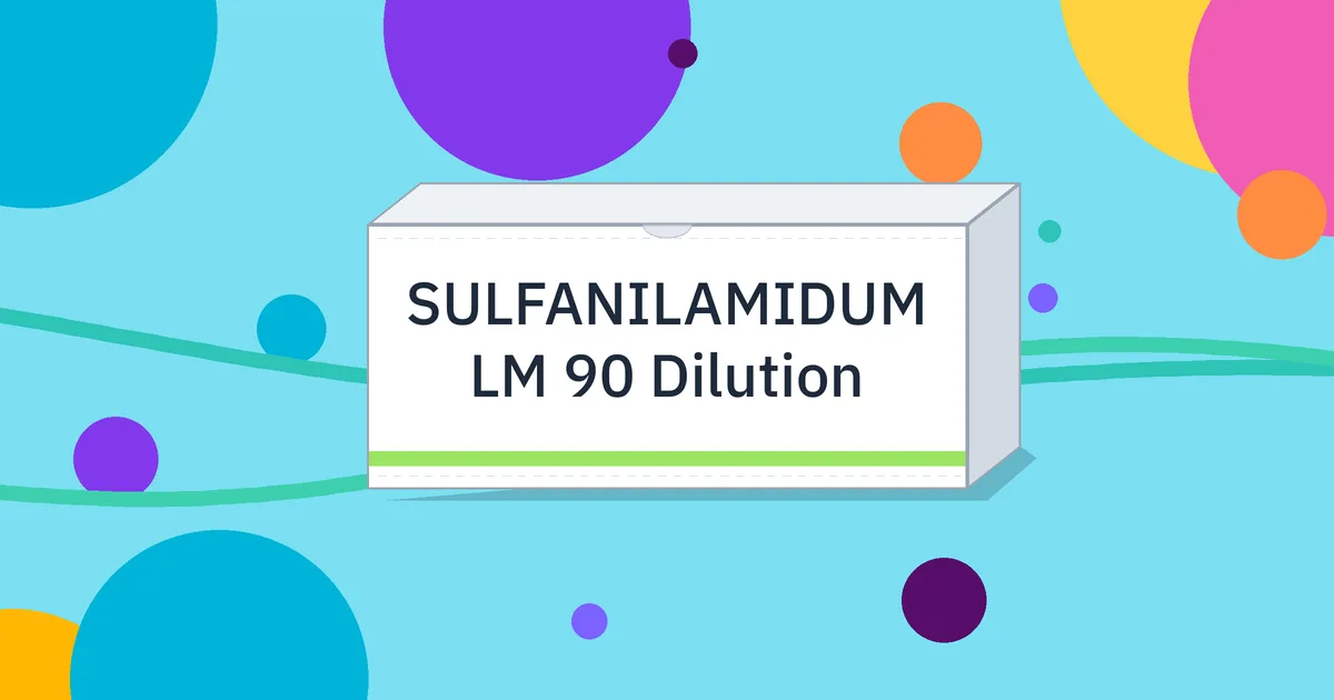 Symbolbild: Packung mit der Aufschrift SULFANILAMIDUM LM 90 Dilution (PZN 13209351) – Verfügbarkeit und Bezug in Apotheken in Frankfurt am Main