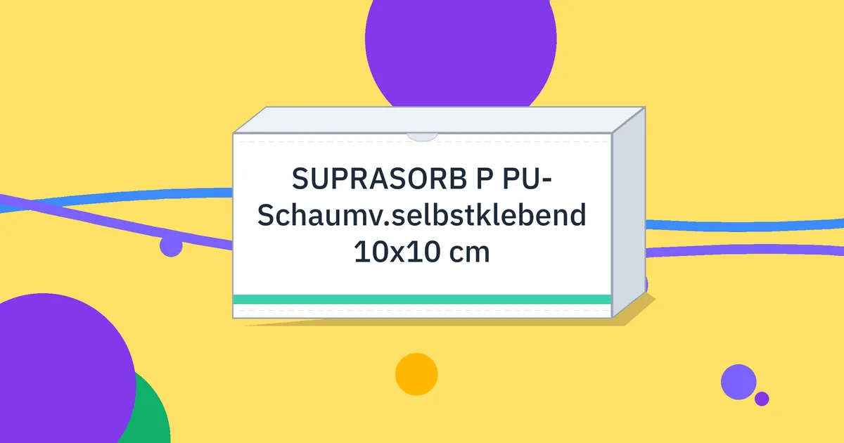 Symbolbild: Packung mit der Aufschrift SUPRASORB P PU-Schaumv.selbstklebend 10x10 cm (PZN 13345580) – Verfügbarkeit und Bezug in Apotheken in Frankfurt am Main