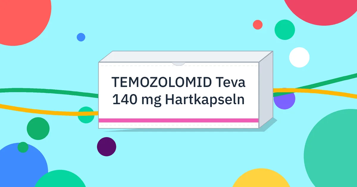 Symbolbild: Packung mit der Aufschrift TEMOZOLOMID Teva 140 mg Hartkapseln (PZN 11303324) – Verfügbarkeit und Bezug in Apotheken in Frankfurt am Main