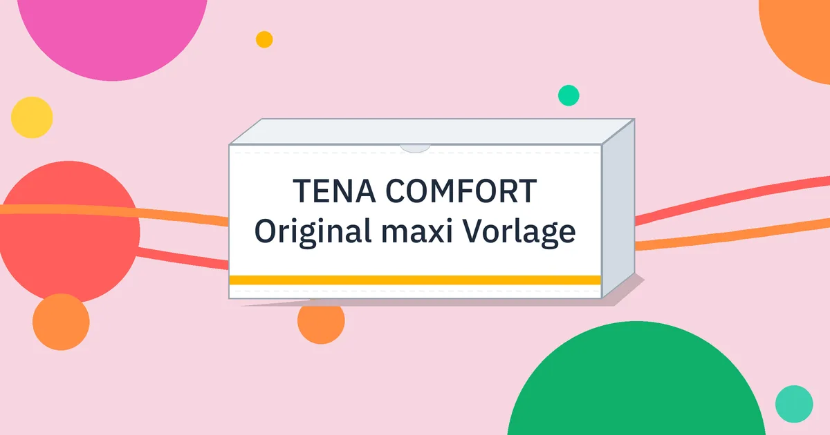 Symbolbild: Packung mit der Aufschrift TENA COMFORT Original maxi Vorlage (PZN 17998008) – Verfügbarkeit und Bezug in Apotheken in Frankfurt am Main