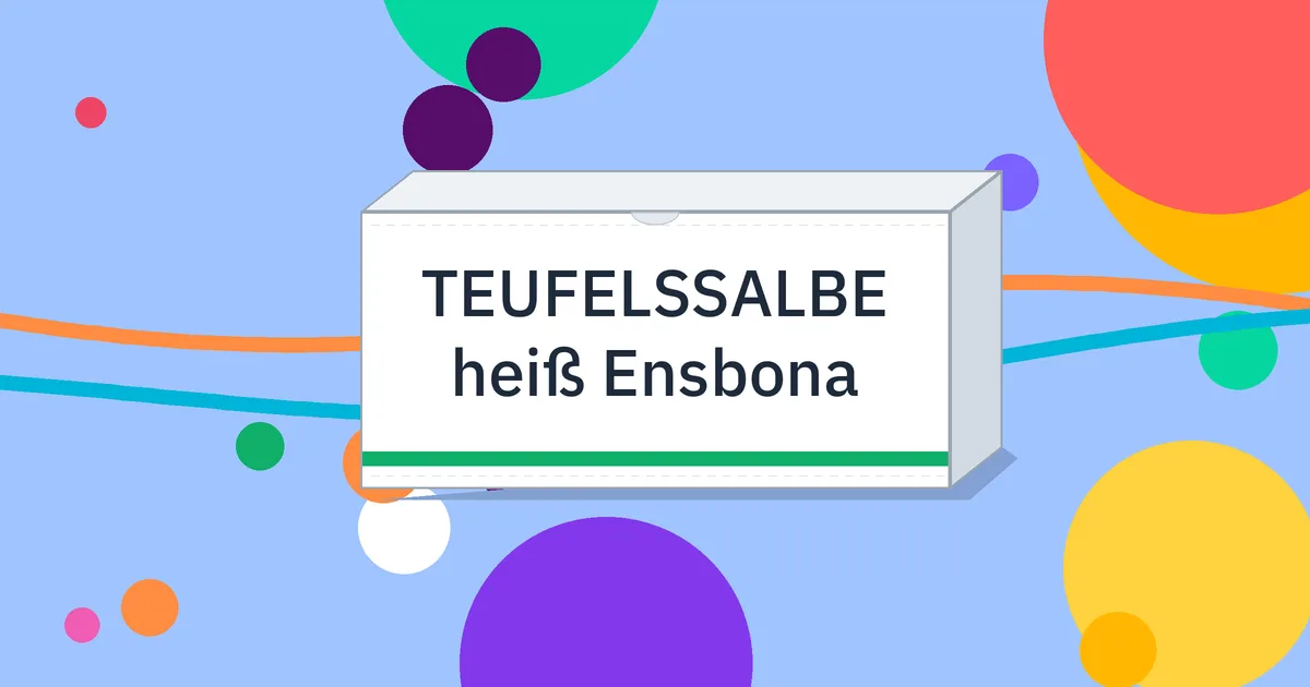 Symbolbild: Packung mit der Aufschrift TEUFELSSALBE heiß Ensbona (PZN 12740713) – Verfügbarkeit und Bezug in Apotheken in Frankfurt am Main