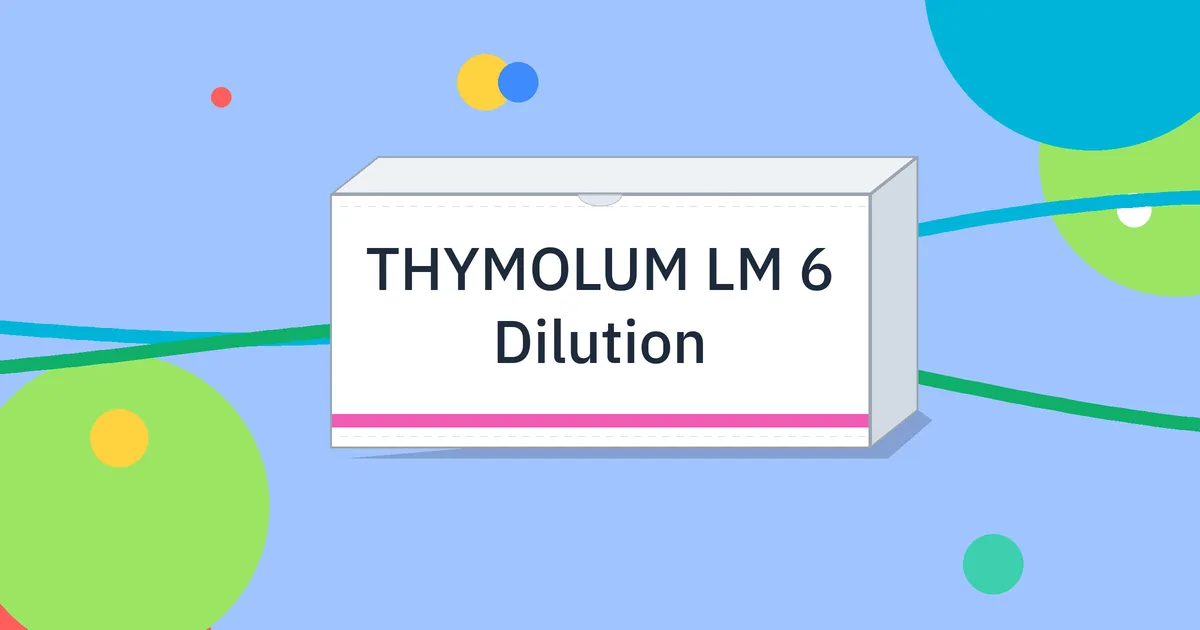 Symbolbild: Packung mit der Aufschrift THYMOLUM LM 6 Dilution (PZN 13222400) – Verfügbarkeit und Bezug in Apotheken in Frankfurt am Main