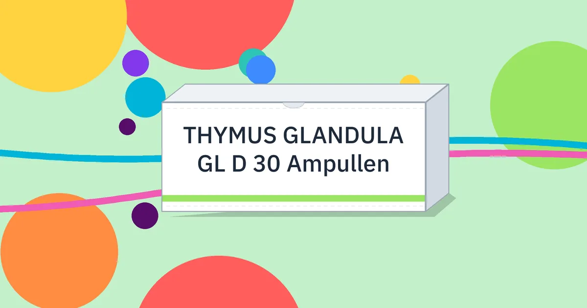 Symbolbild: Packung mit der Aufschrift THYMUS GLANDULA GL D 30 Ampullen (PZN 03353986) – Verfügbarkeit und Bezug in Apotheken in Frankfurt am Main
