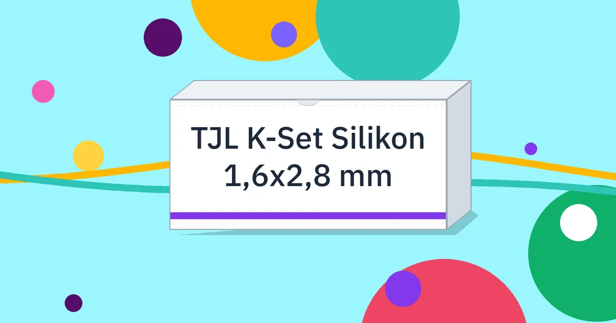 Symbolbild: Packung mit der Aufschrift TJL K-Set Silikon 1,6x2,8 mm (PZN 17588285) – Verfügbarkeit und Bezug in Apotheken in Frankfurt am Main