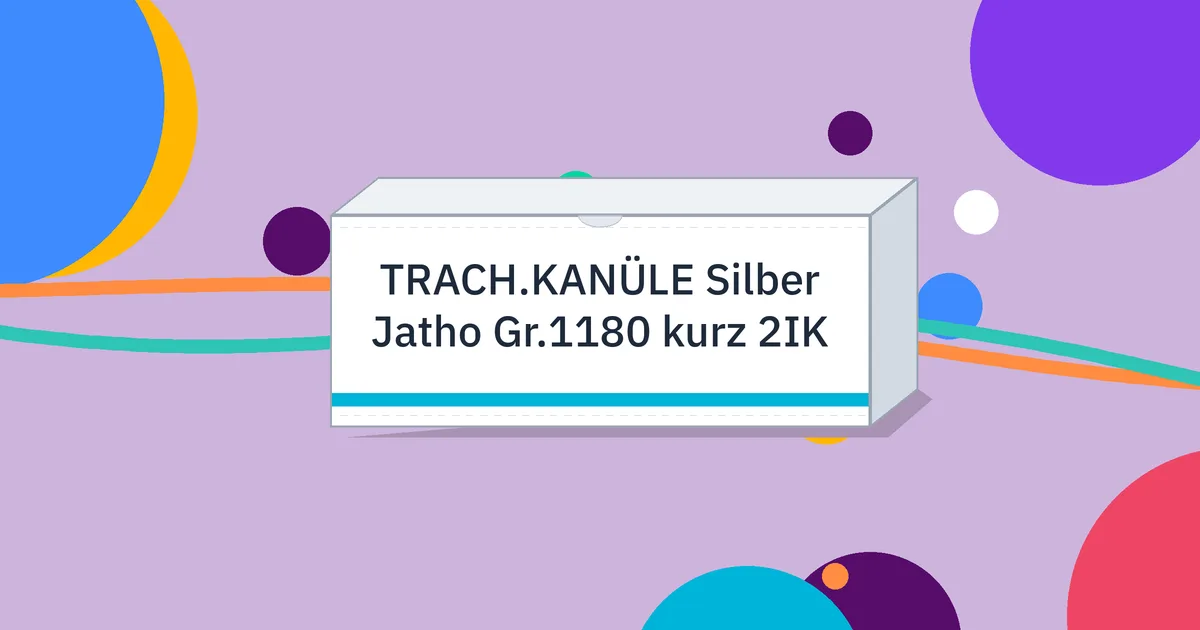 Symbolbild: Packung mit der Aufschrift TRACH.KANÜLE Silber Jatho Gr.1180 kurz 2IK (PZN 06988165) – Verfügbarkeit und Bezug in Apotheken in Frankfurt am Main