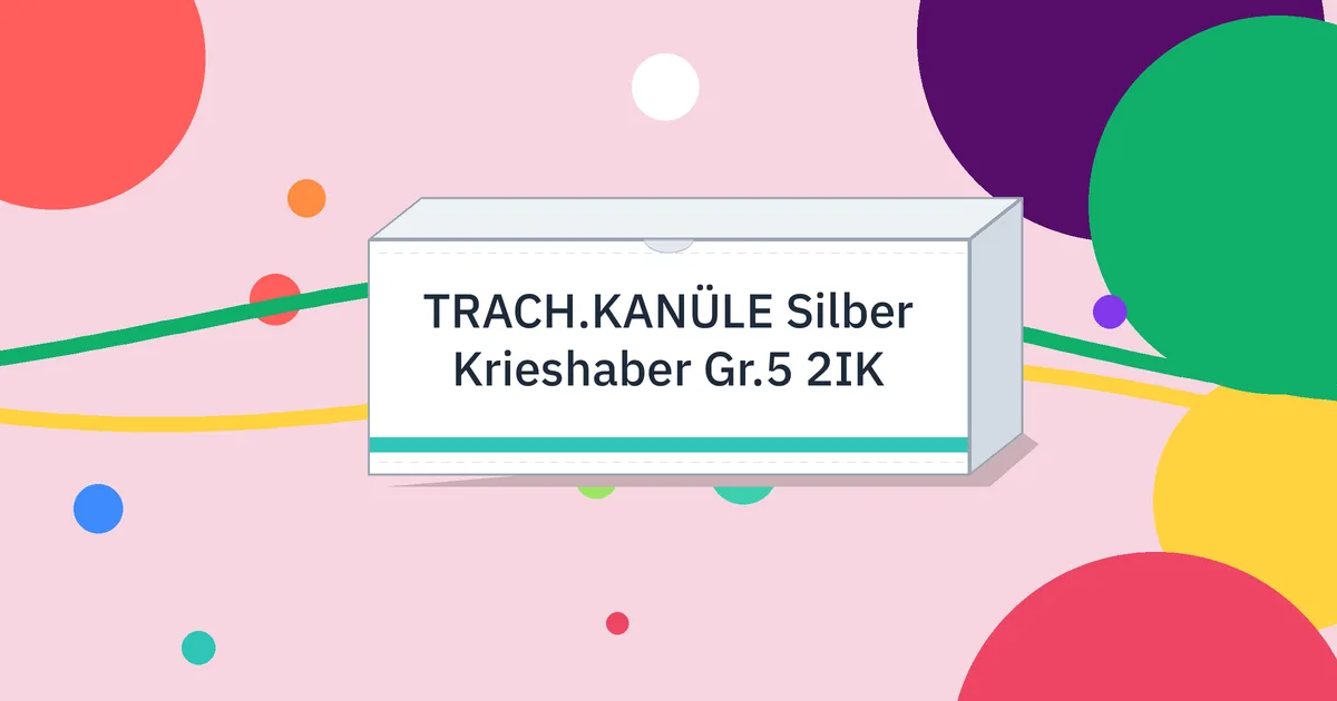 Symbolbild: Packung mit der Aufschrift TRACH.KANÜLE Silber Krieshaber Gr.5 2IK (PZN 06989756) – Verfügbarkeit und Bezug in Apotheken in Frankfurt am Main