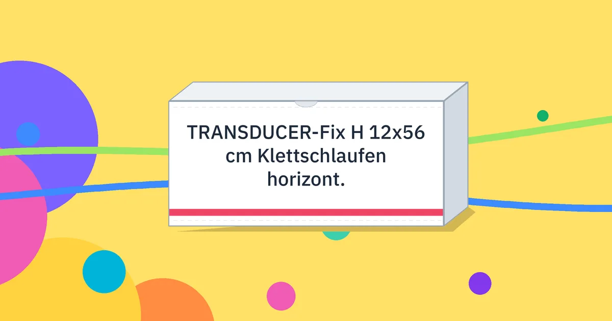 Symbolbild: Packung mit der Aufschrift TRANSDUCER-Fix H 12x56 cm Klettschlaufen horizont. (PZN 18821045) – Verfügbarkeit und Bezug in Apotheken in Frankfurt am Main