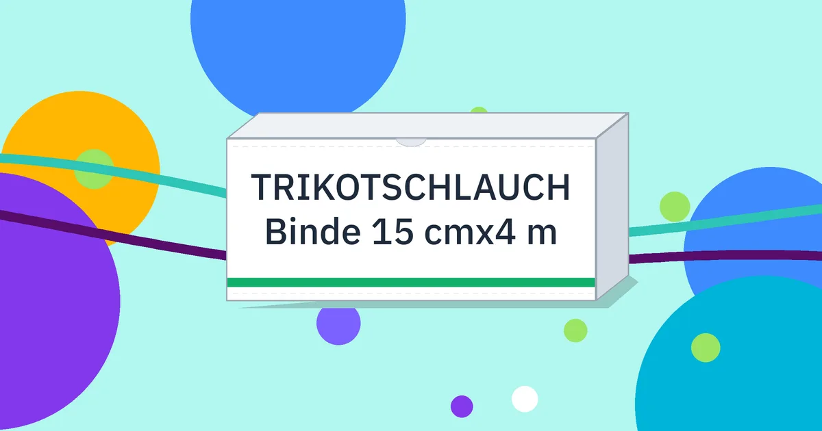 Symbolbild: Packung mit der Aufschrift TRIKOTSCHLAUCH Binde 15 cmx4 m (PZN 00170713) – Verfügbarkeit und Bezug in Apotheken in Frankfurt am Main