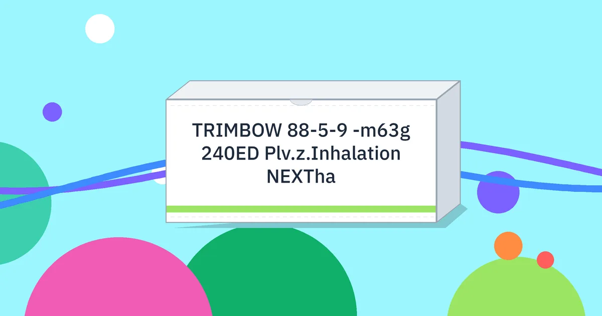 Symbolbild: Packung mit der Aufschrift TRIMBOW 88-5-9 -m63g 240ED Plv.z.Inhalation NEXTha (PZN 17877492) – Verfügbarkeit und Bezug in Apotheken in Frankfurt am Main