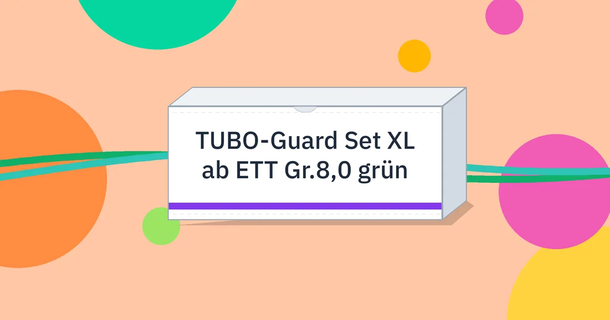 Symbolbild: Packung mit der Aufschrift TUBO-Guard Set XL ab ETT Gr.8,0 grün (PZN 18796086) – Verfügbarkeit und Bezug in Apotheken in Frankfurt am Main