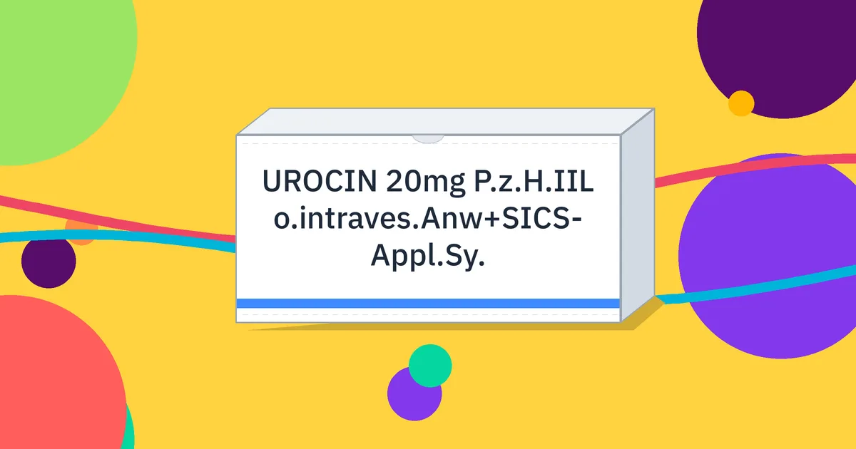 Symbolbild: Packung mit der Aufschrift UROCIN 20mg P.z.H.IIL o.intraves.Anw+SICS-Appl.Sy. (PZN 06980548) – Verfügbarkeit und Bezug in Apotheken in Frankfurt am Main