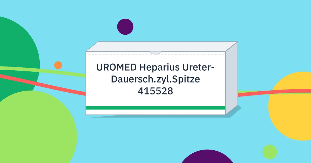 Symbolbild: Packung mit der Aufschrift UROMED Heparius Ureter-Dauersch.zyl.Spitze 415528 (PZN 11370237) – Verfügbarkeit und Bezug in Apotheken in Frankfurt am Main