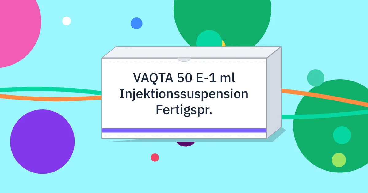 Symbolbild: Packung mit der Aufschrift VAQTA 50 E-1 ml Injektionssuspension Fertigspr. (PZN 04397750) – Verfügbarkeit und Bezug in Apotheken in Frankfurt am Main