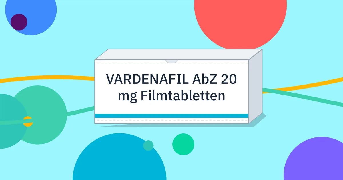 Symbolbild: Packung mit der Aufschrift VARDENAFIL AbZ 20 mg Filmtabletten (PZN 14021997) – Verfügbarkeit und Bezug in Apotheken in Frankfurt am Main
