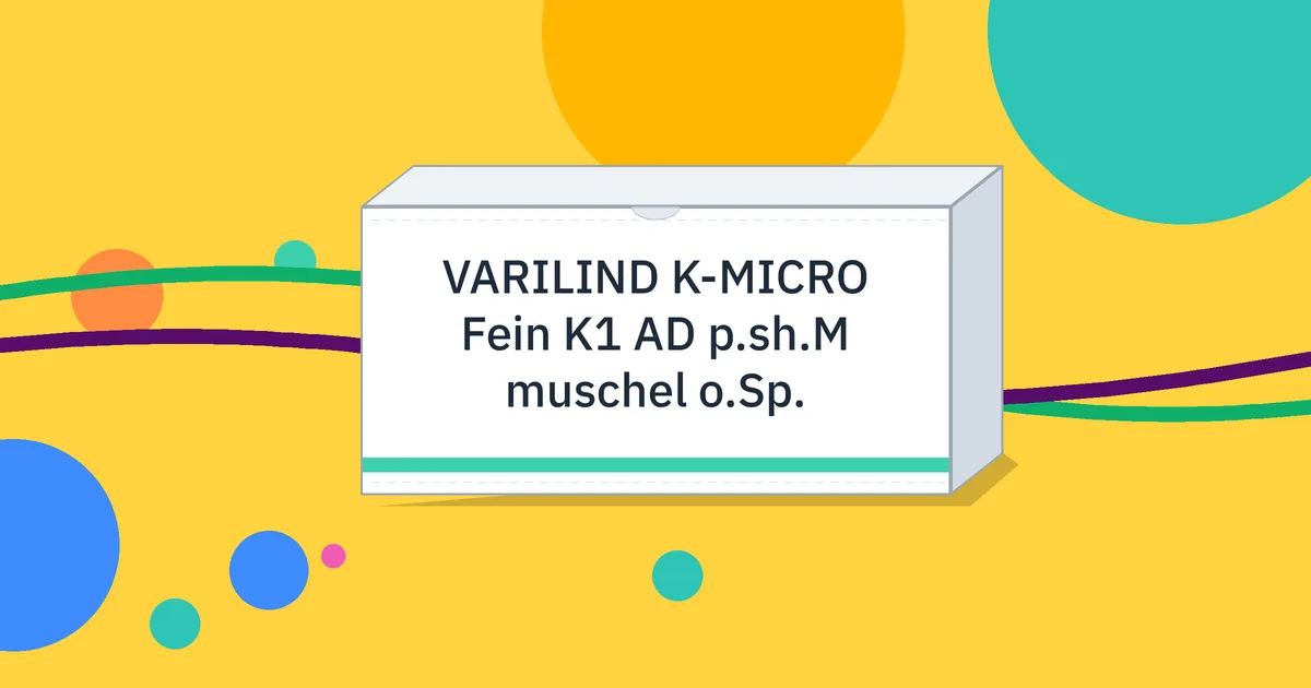 Symbolbild: Packung mit der Aufschrift VARILIND K-MICRO Fein K1 AD p.sh.M muschel o.Sp. (PZN 20558388) – Verfügbarkeit und Bezug in Apotheken in Frankfurt am Main