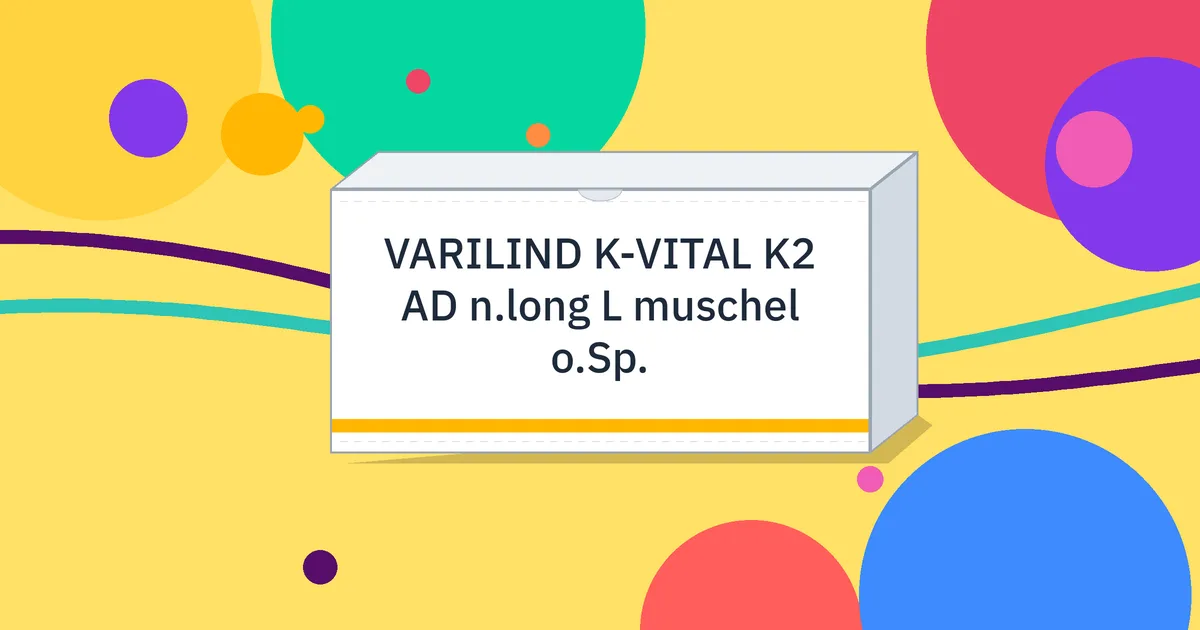 Symbolbild: Packung mit der Aufschrift VARILIND K-VITAL K2 AD n.long L muschel o.Sp. (PZN 20568783) – Verfügbarkeit und Bezug in Apotheken in Frankfurt am Main