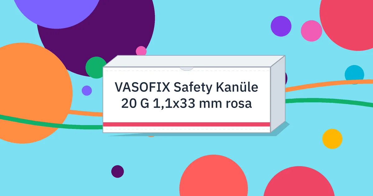 Symbolbild: Packung mit der Aufschrift VASOFIX Safety Kanüle 20 G 1,1x33 mm rosa (PZN 00198137) – Verfügbarkeit und Bezug in Apotheken in Frankfurt am Main