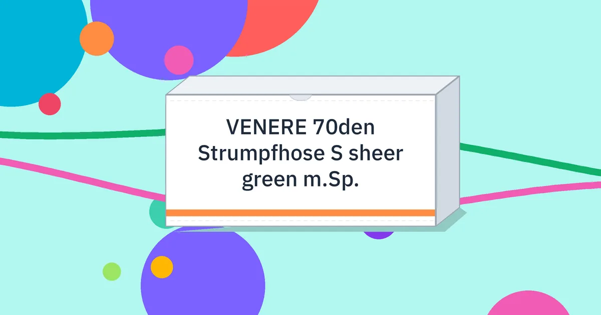 Symbolbild: Packung mit der Aufschrift VENERE 70den Strumpfhose S sheer green m.Sp. (PZN 16173398) – Verfügbarkeit und Bezug in Apotheken in Frankfurt am Main