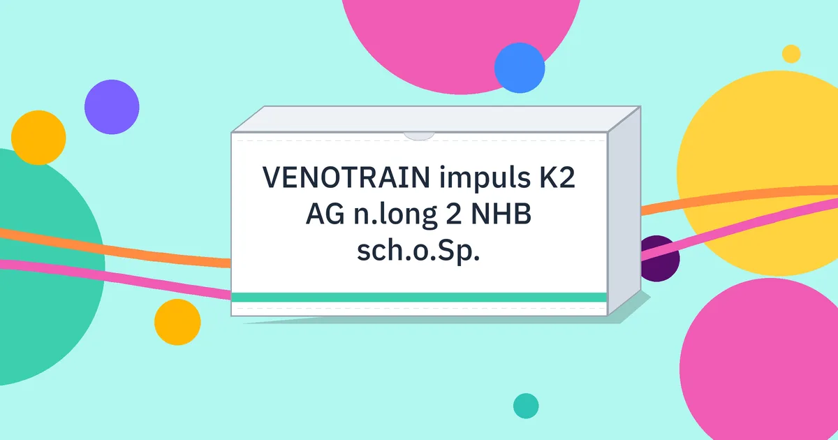 Symbolbild: Packung mit der Aufschrift VENOTRAIN impuls K2 AG n.long 2 NHB sch.o.Sp. (PZN 00520277) – Verfügbarkeit und Bezug in Apotheken in Frankfurt am Main