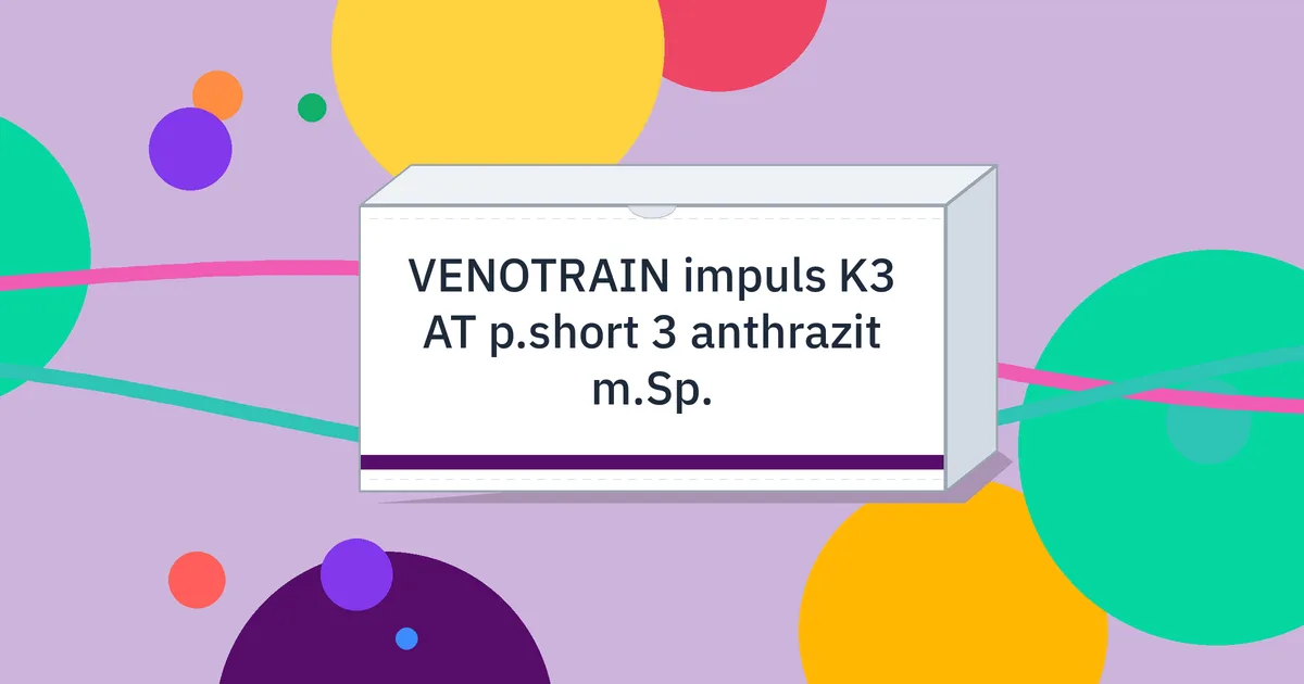 Symbolbild: Packung mit der Aufschrift VENOTRAIN impuls K3 AT p.short 3 anthrazit m.Sp. (PZN 19356840) – Verfügbarkeit und Bezug in Apotheken in Frankfurt am Main