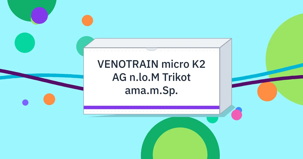 Symbolbild: Packung mit der Aufschrift VENOTRAIN micro K2 AG n.lo.M Trikot ama.m.Sp. (PZN 05712604) – Verfügbarkeit und Bezug in Apotheken in Frankfurt am Main