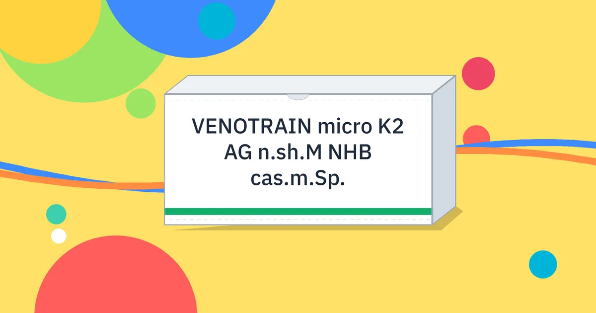 Symbolbild: Packung mit der Aufschrift VENOTRAIN micro K2 AG n.sh.M NHB cas.m.Sp. (PZN 20760799) – Verfügbarkeit und Bezug in Apotheken in Frankfurt am Main