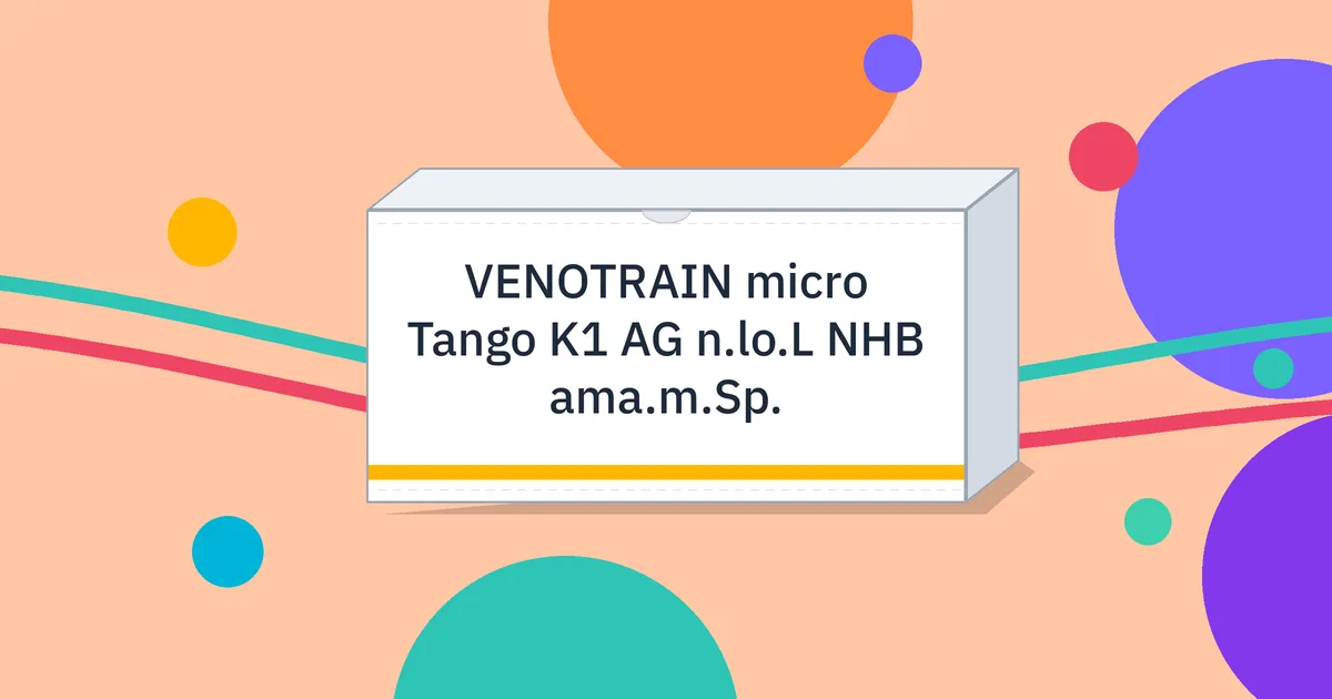 Symbolbild: Packung mit der Aufschrift VENOTRAIN micro Tango K1 AG n.lo.L NHB ama.m.Sp. (PZN 17764569) – Verfügbarkeit und Bezug in Apotheken in Frankfurt am Main