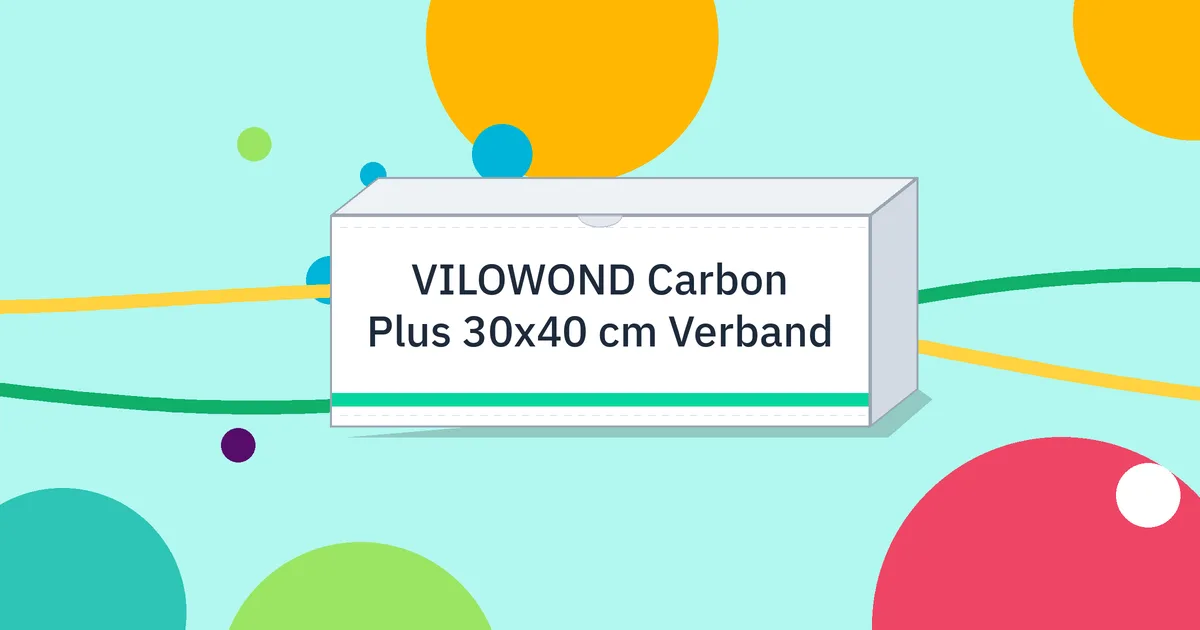 Symbolbild: Packung mit der Aufschrift VILOWOND Carbon Plus 30x40 cm Verband (PZN 17468078) – Verfügbarkeit und Bezug in Apotheken in Frankfurt am Main