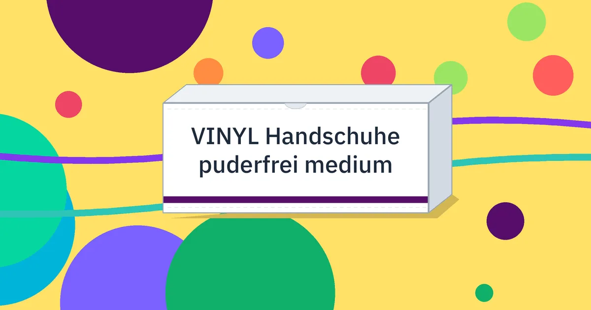 Symbolbild: Packung mit der Aufschrift VINYL Handschuhe puderfrei medium (PZN 01413112) – Verfügbarkeit und Bezug in Apotheken in Frankfurt am Main