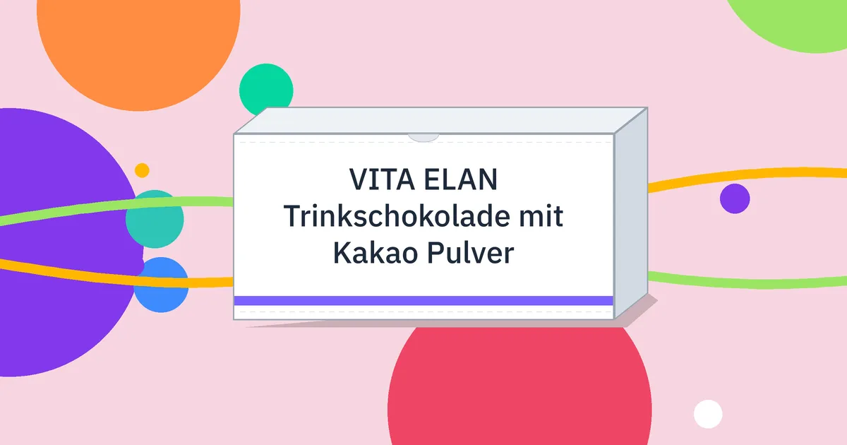 Symbolbild: Packung mit der Aufschrift VITA ELAN Trinkschokolade mit Kakao Pulver (PZN 08882330) – Verfügbarkeit und Bezug in Apotheken in Frankfurt am Main