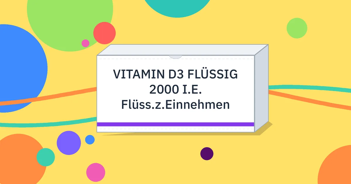 Symbolbild: Packung mit der Aufschrift VITAMIN D3 FLÜSSIG 2000 I.E. Flüss.z.Einnehmen (PZN 15265810) – Verfügbarkeit und Bezug in Apotheken in Frankfurt am Main