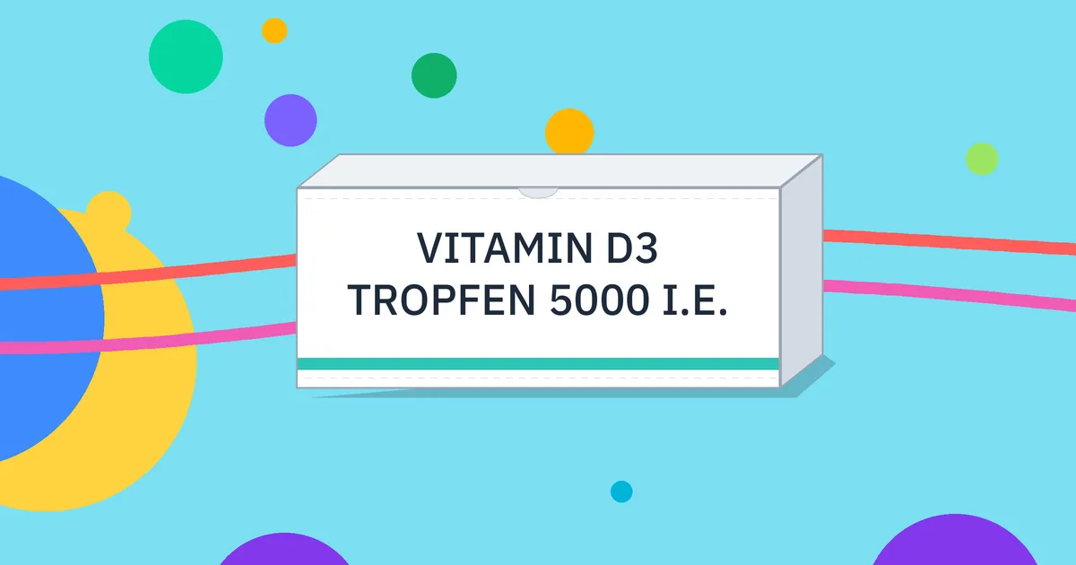 Symbolbild: Packung mit der Aufschrift VITAMIN D3 TROPFEN 5000 I.E. (PZN 16672032) – Verfügbarkeit und Bezug in Apotheken in Frankfurt am Main