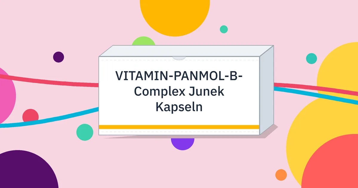 Symbolbild: Packung mit der Aufschrift VITAMIN-PANMOL-B-Complex Junek Kapseln (PZN 01008067) – Verfügbarkeit und Bezug in Apotheken in Frankfurt am Main