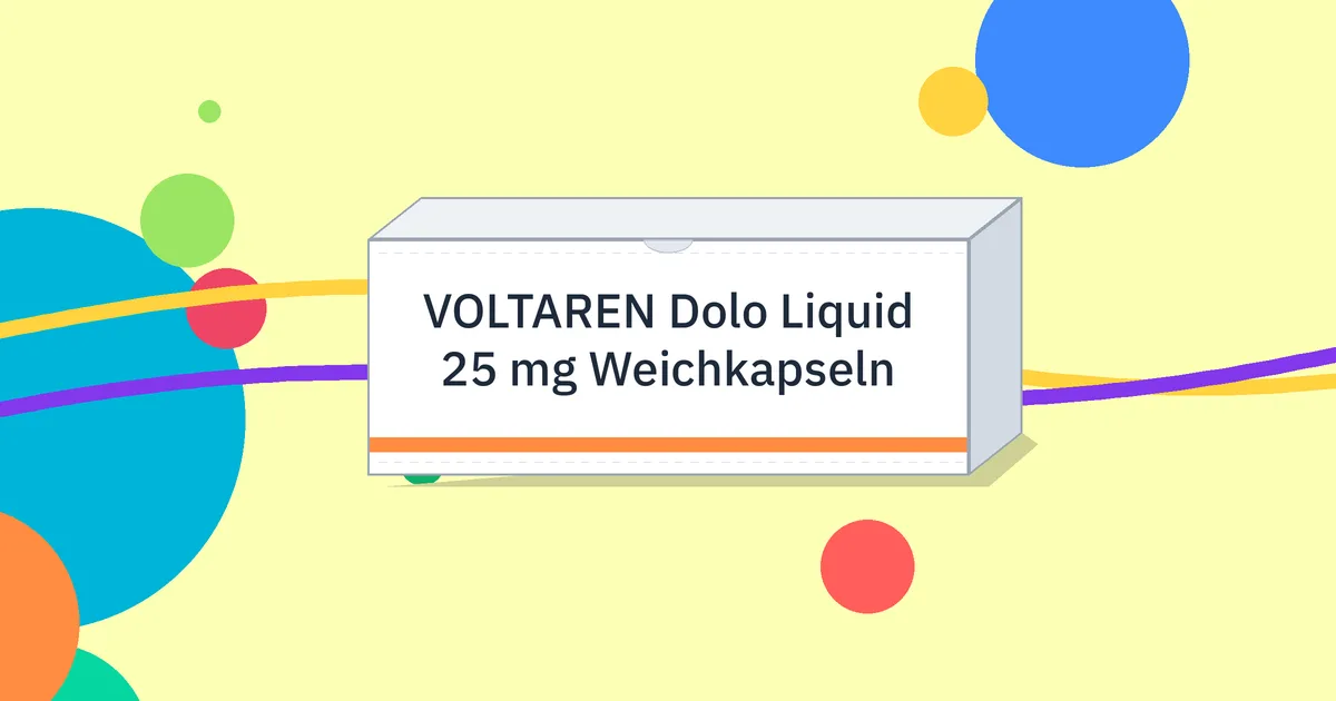 Symbolbild: Packung mit der Aufschrift VOLTAREN Dolo Liquid 25 mg Weichkapseln (PZN 05023922) – Verfügbarkeit und Bezug in Apotheken in Frankfurt am Main